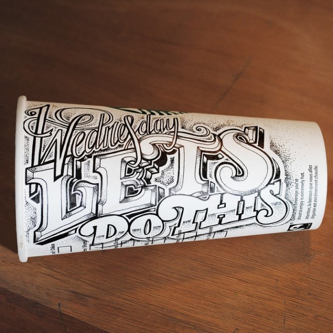 Hand Lettered Coffee Cups by Rob Draper