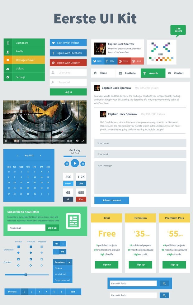 30 Best Free Photoshop Flat PSD UI Kits