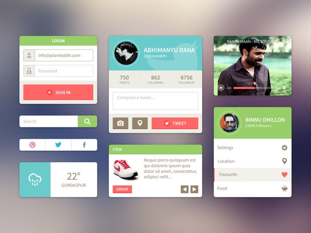 30 Best Free Photoshop Flat PSD UI Kits