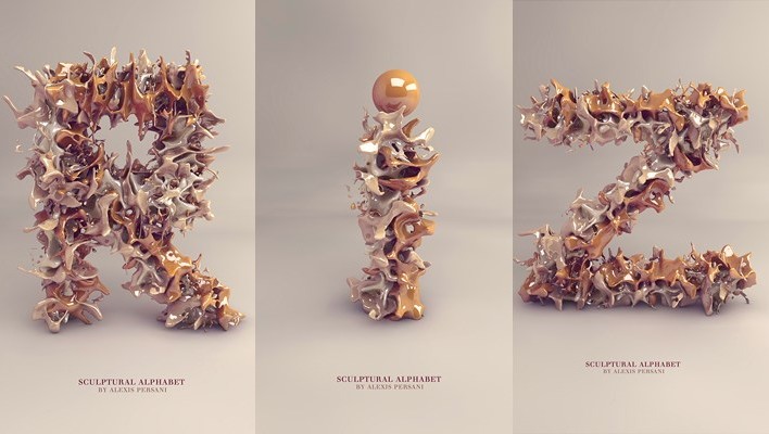 Sculptural Alphabet Typography by Alexis Persani