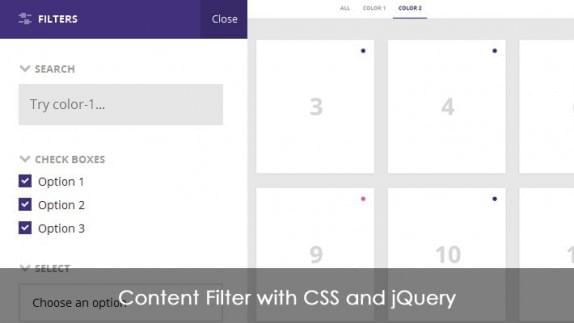 Content Filter with CSS and jQuery