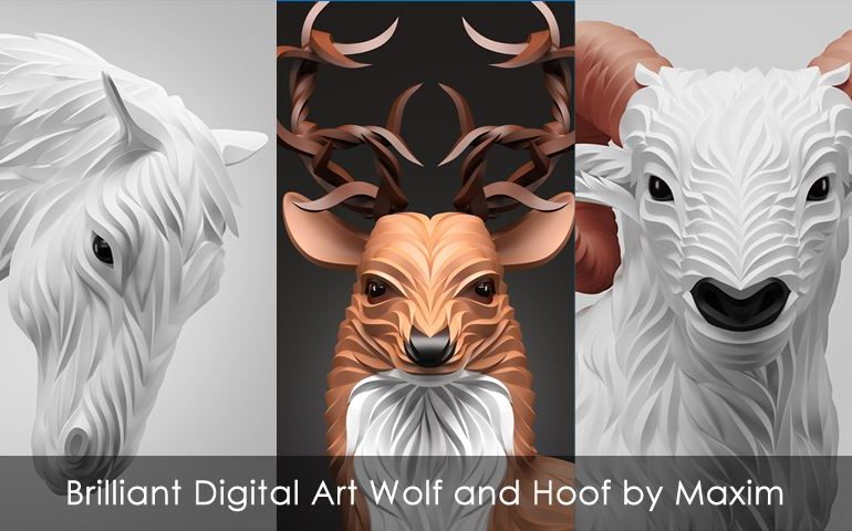 Brilliant Digital Art Wolf and Hoof by Maxim Shkret