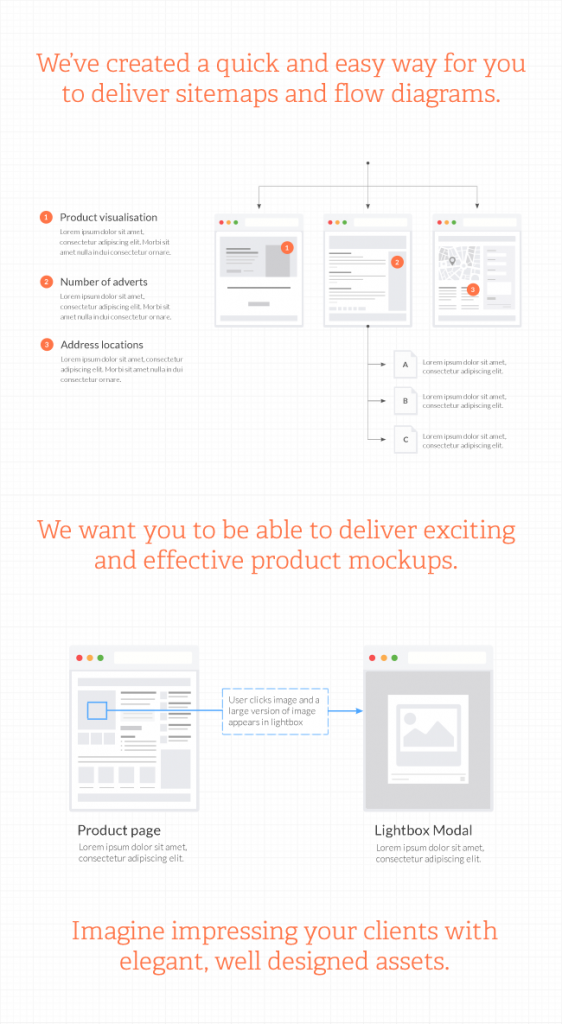 UX Web Tiles for Flow Diagrams and Sitemaps