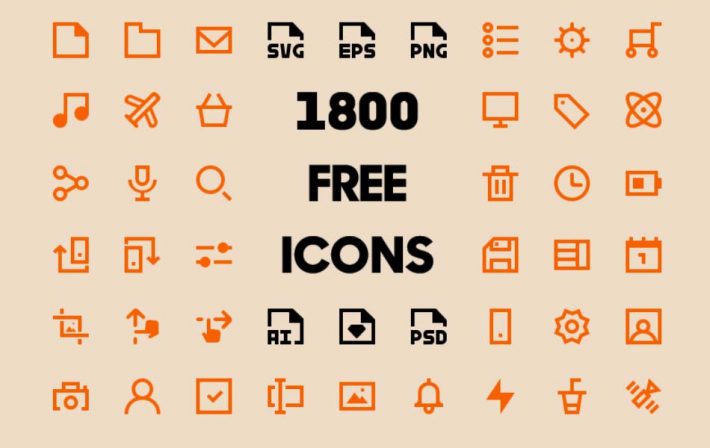 1800 Free Minimal Icons for Web, iOS and Android