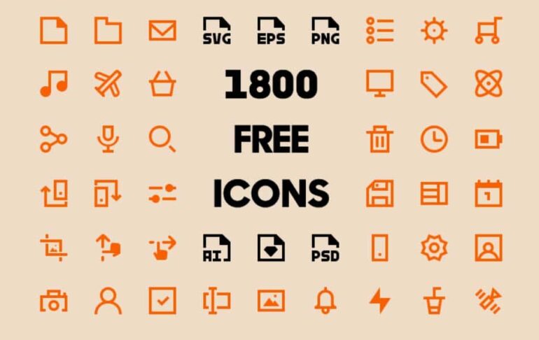 1800 Free Minimal Icons for Web, iOS and Android