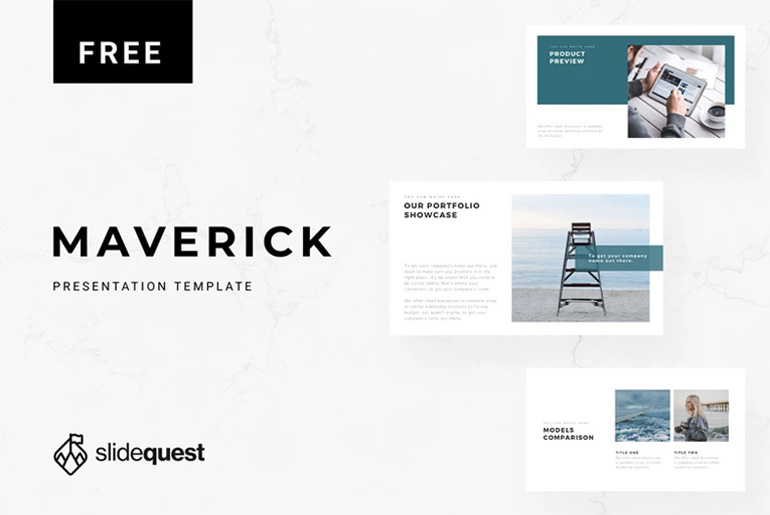 SLIDEQUEST: Maverick Free Minimal Presentation Template