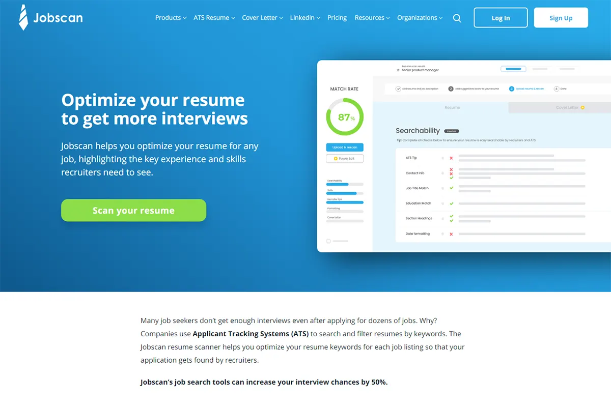 Jobscan AI: ATS Resume Checker and Job Search Tool