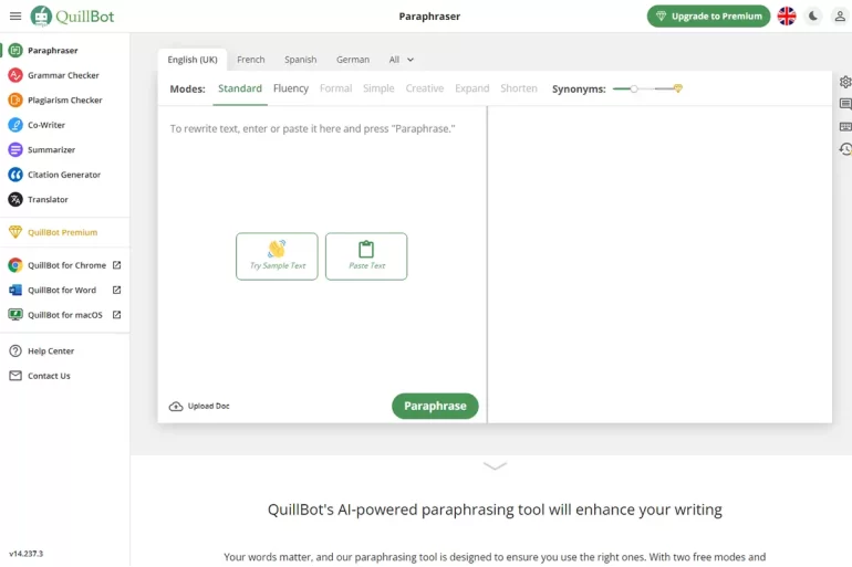 Quillbot Paraphraser AI