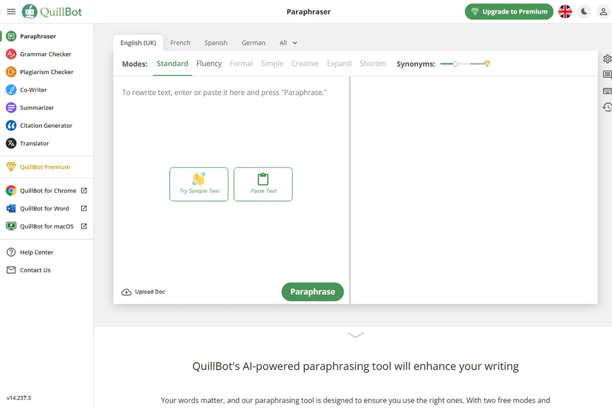 Quillbot Paraphraser AI