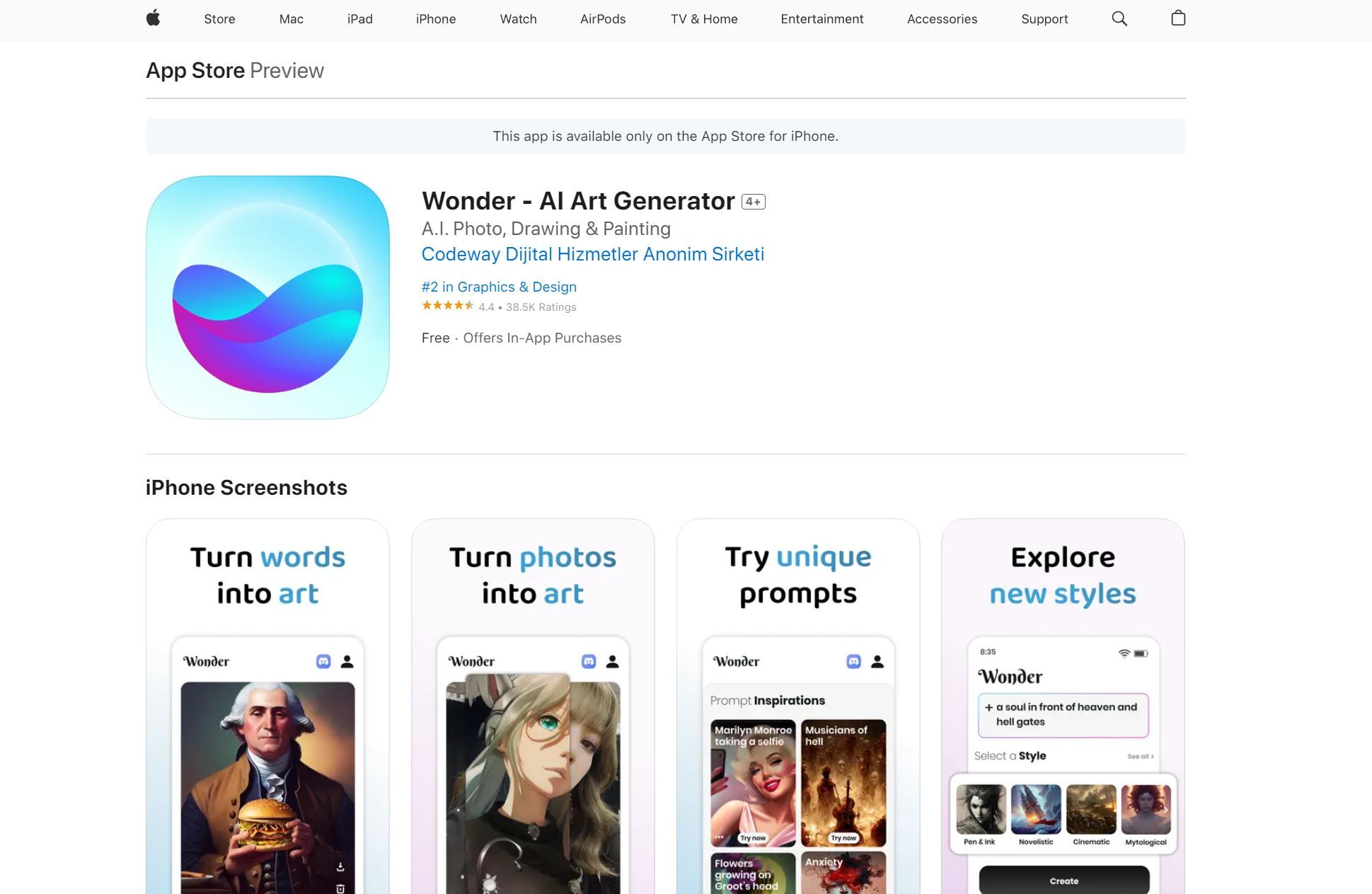 Wonder AI Art Generator